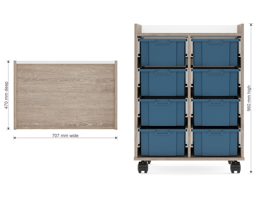 Stash Mobile Tote Tray Storage Trolley – 2 Columns | BFX Furniture